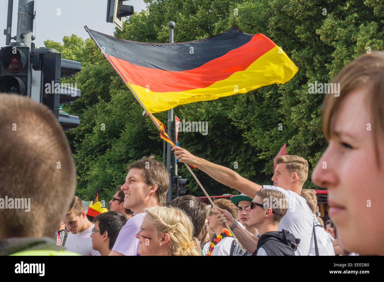 Fans celebrating at Brandenburg Gate the German football team at the ...