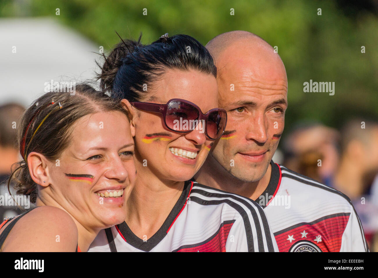 Fans celebrating at Brandenburg Gate the German football team at the ...