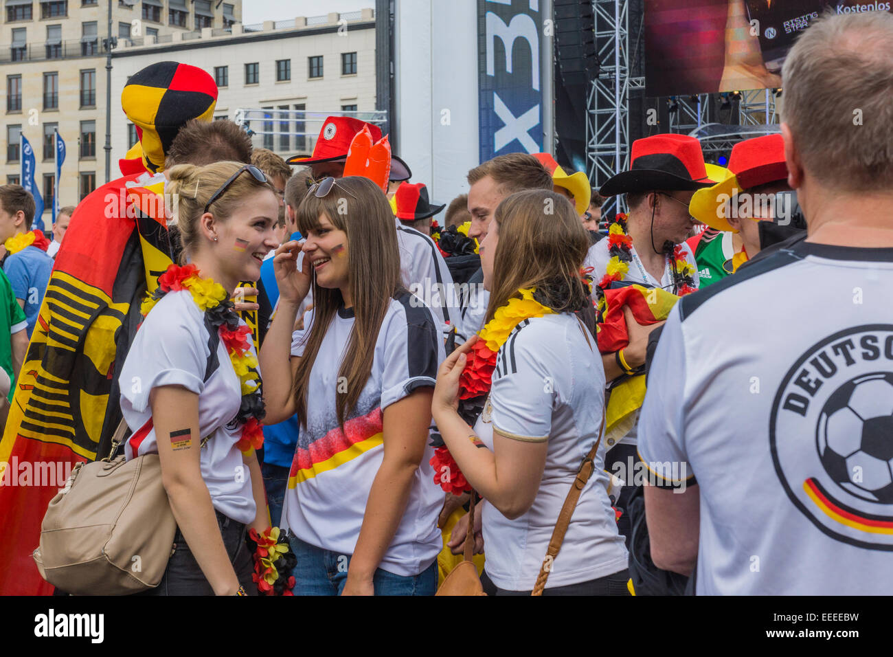 Fans celebrating at Brandenburg Gate the German football team at the ...