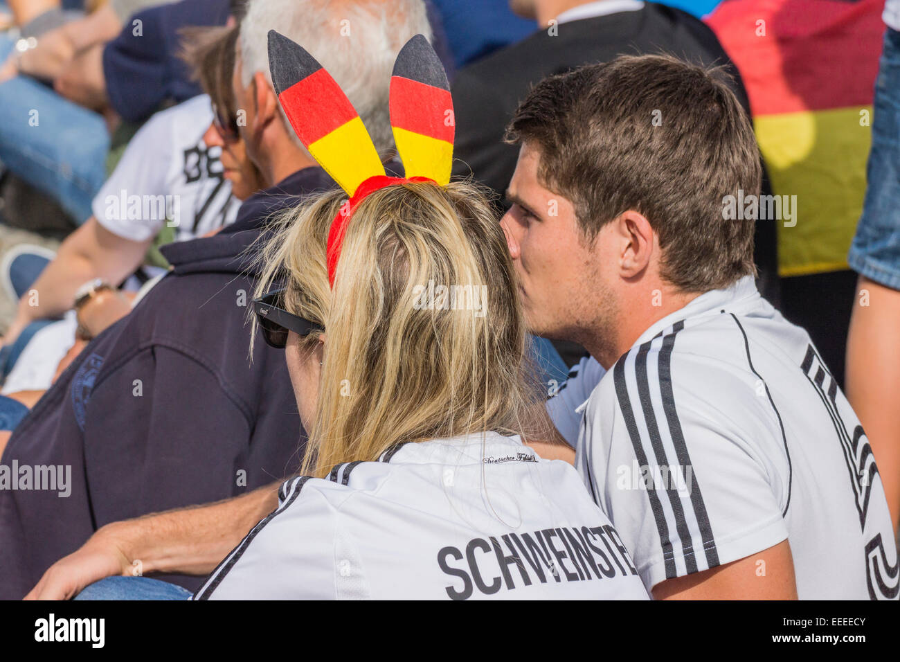 Fans celebrating at Brandenburg Gate the German football team at the ...