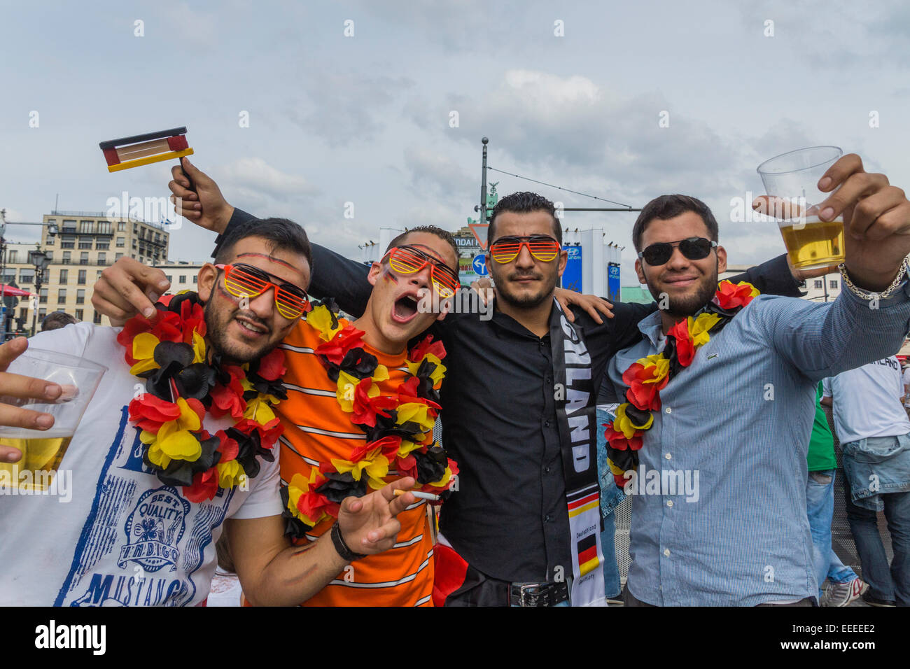 Fans celebrating at Brandenburg Gate the German football team at the ...