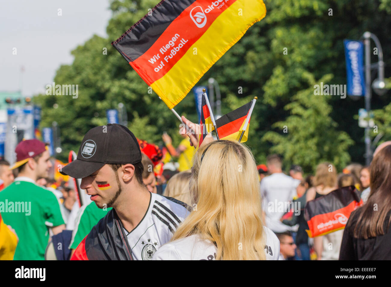 Fans celebrating at Brandenburg Gate the German football team at the ...