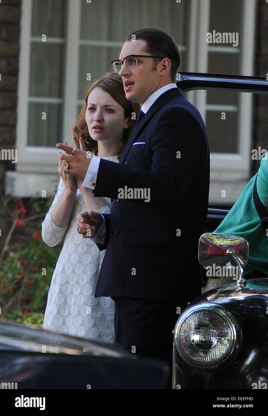 Tom Hardy filming scenes on the set of 'Legend' Featuring: Tom Hardy ...