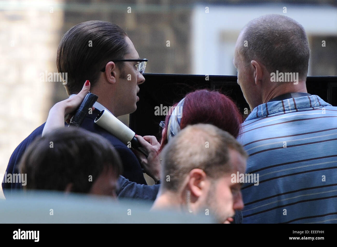 Tom Hardy filming scenes on the set of 'Legend' Featuring: Tom Hardy ...
