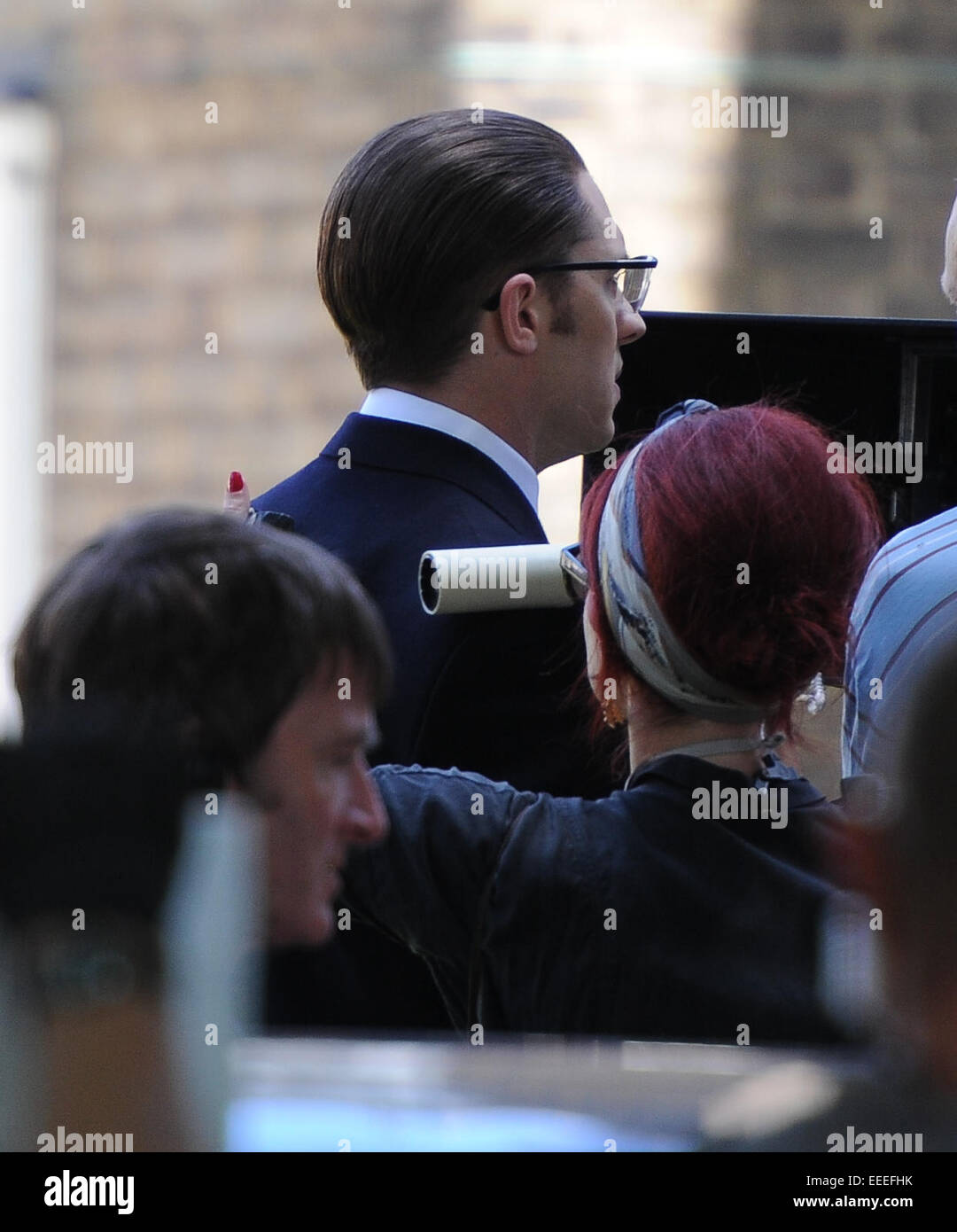 Tom Hardy filming scenes on the set of 'Legend' Featuring: Tom Hardy ...