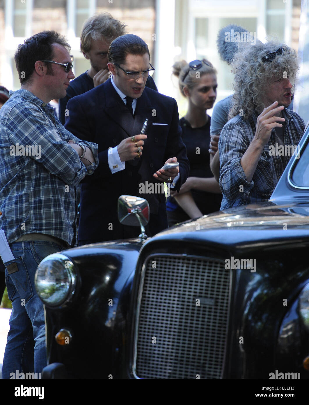 Tom Hardy filming scenes on the set of 'Legend' Featuring: Tom Hardy ...