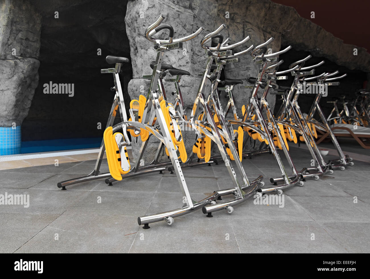 Water bikes for exercise in the pool Stock Photo - Alamy