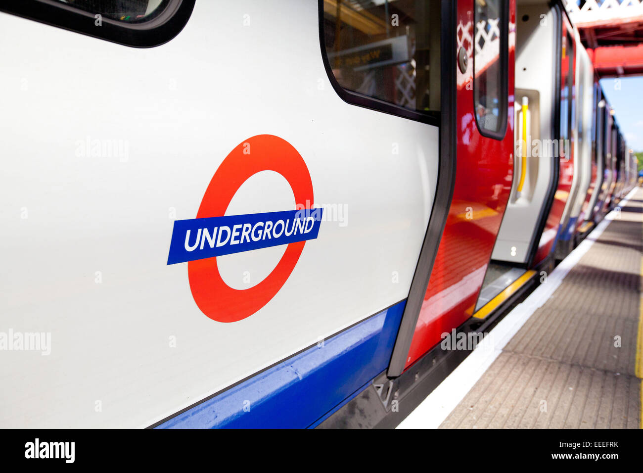 Close up of the roundel on a new S Stock Metropolitan line train at ...