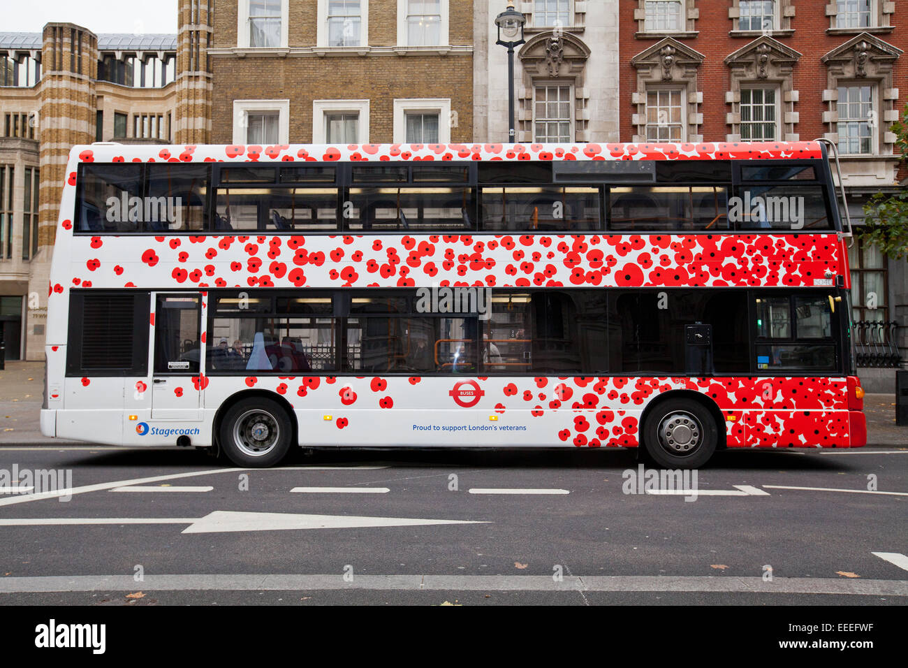 Poppy Bus Livery Unveiling at Whitehall Stock Photo - Alamy