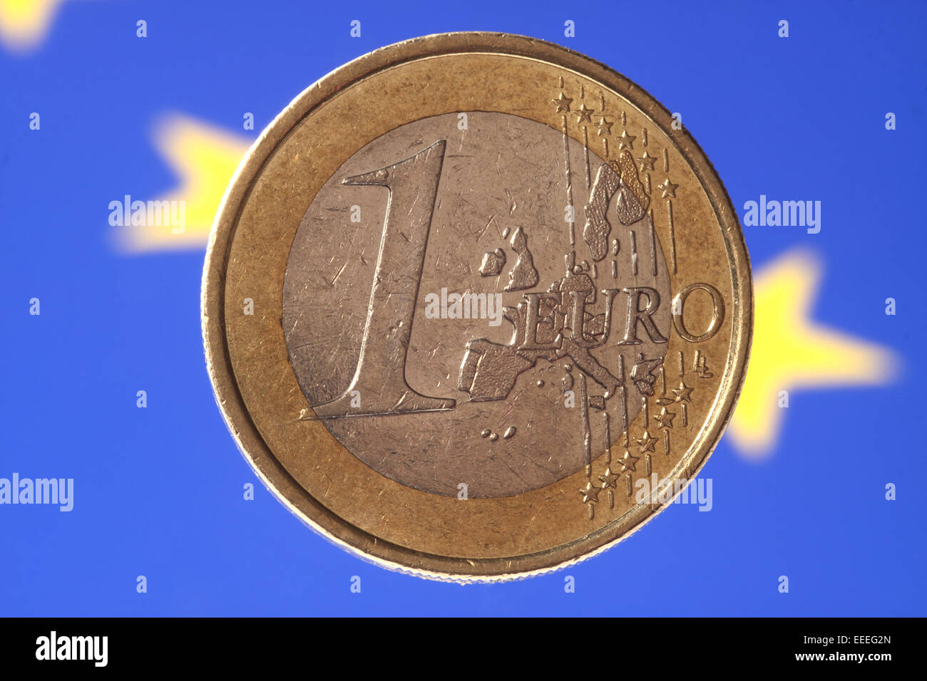 One-Euro-coin with symbol of Europe Stock Photo - Alamy