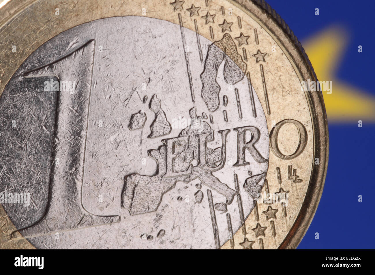 One-Euro-coin with symbol of Europe Stock Photo - Alamy