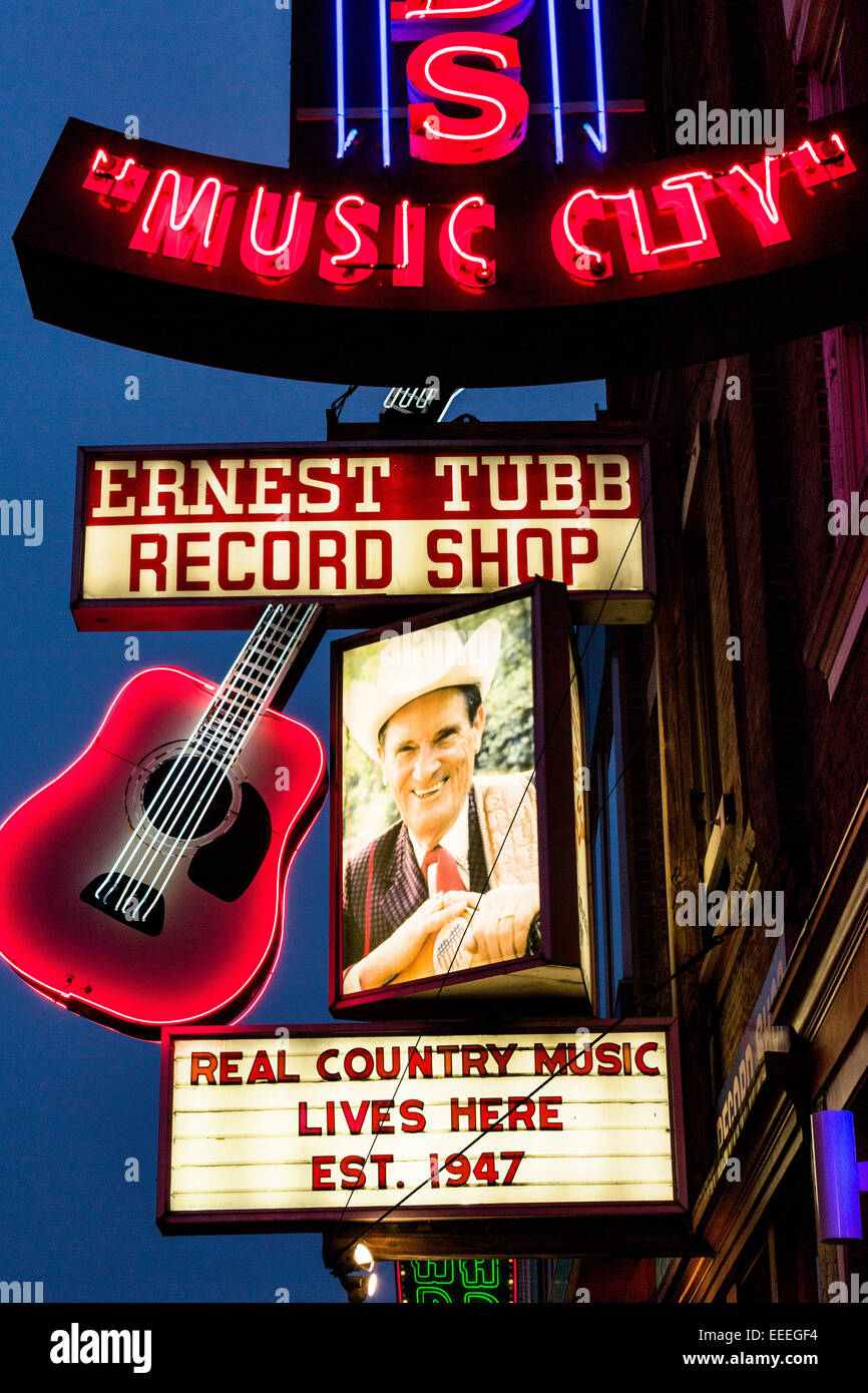 Neon signs for Ernest Tubbs Record Store, Crossroads and other honky ...