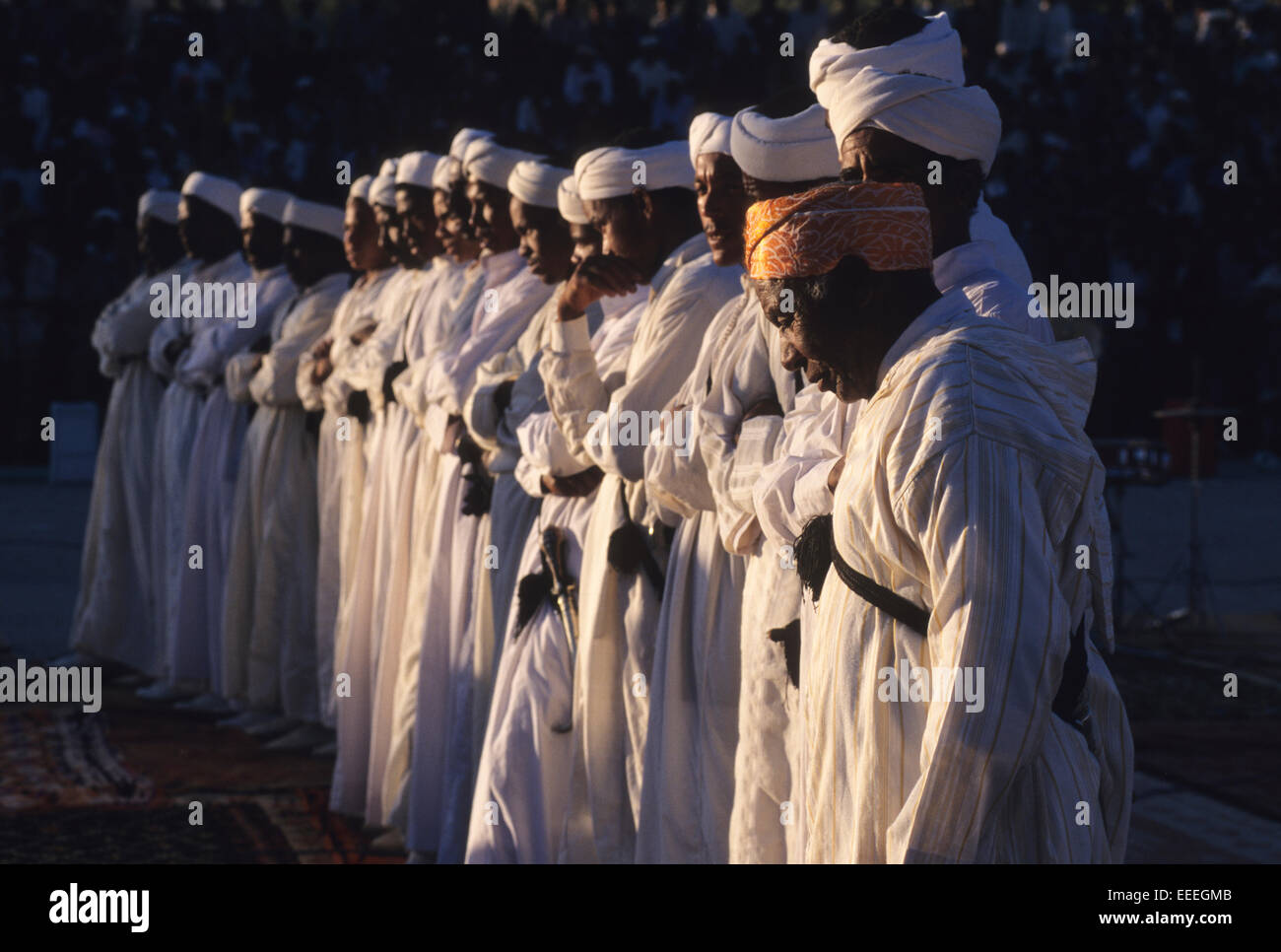 A traditional Berber troupe entertain people at the Moussem El Kelaa M ...
