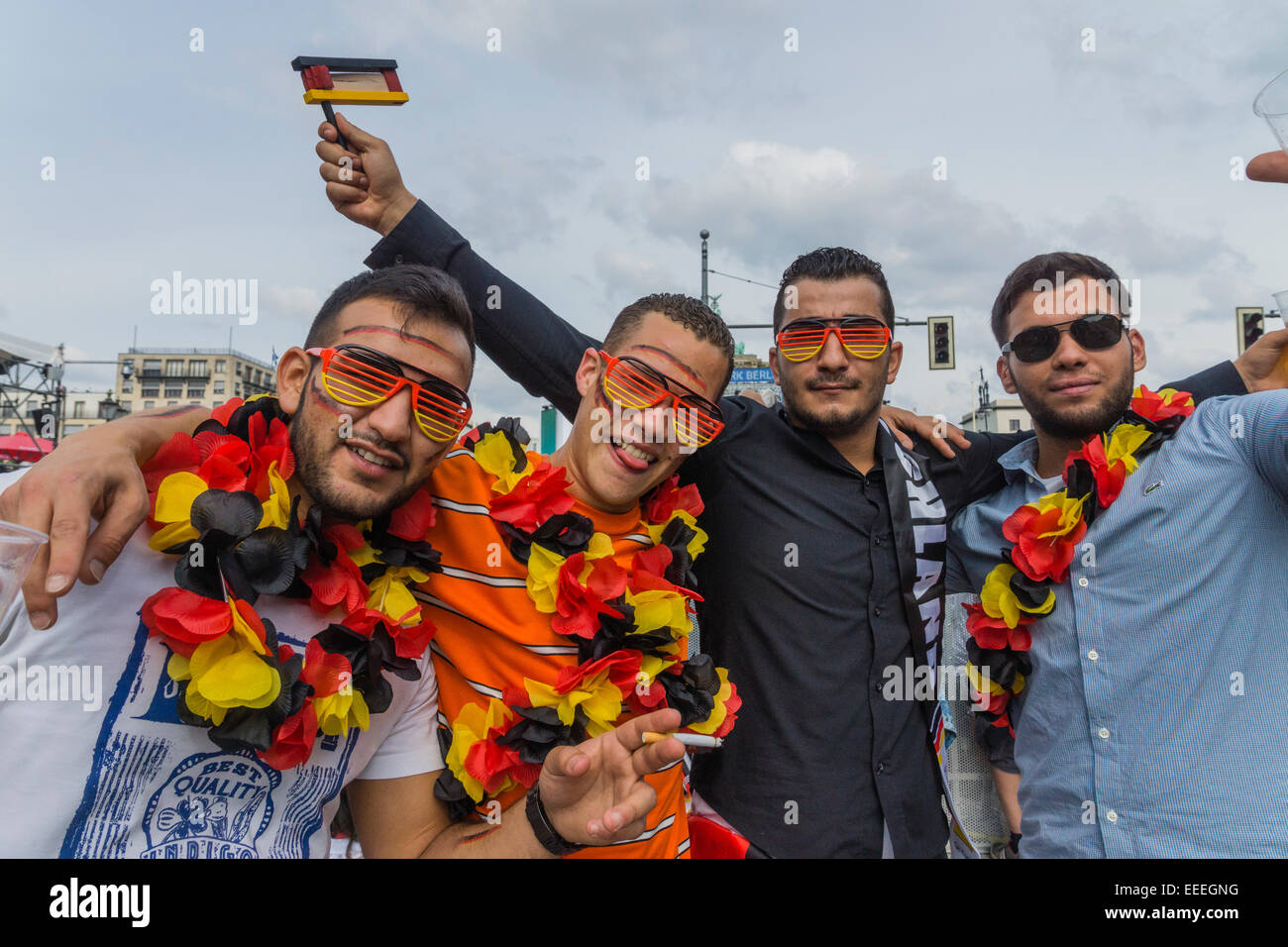 Fans celebrating at Brandenburg Gate the German football team at the ...
