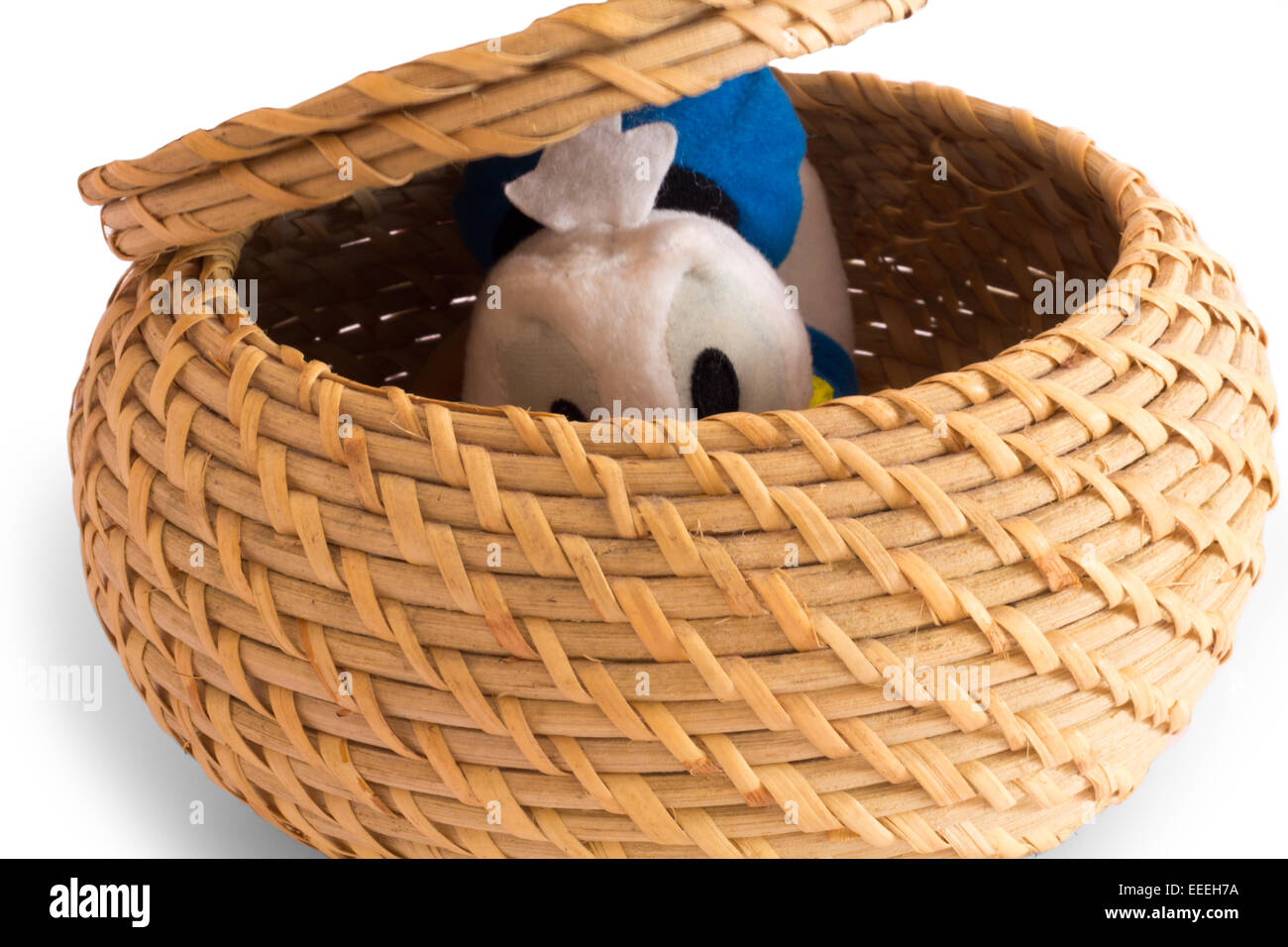 a nice duck hidden in the basket Stock Photo - Alamy