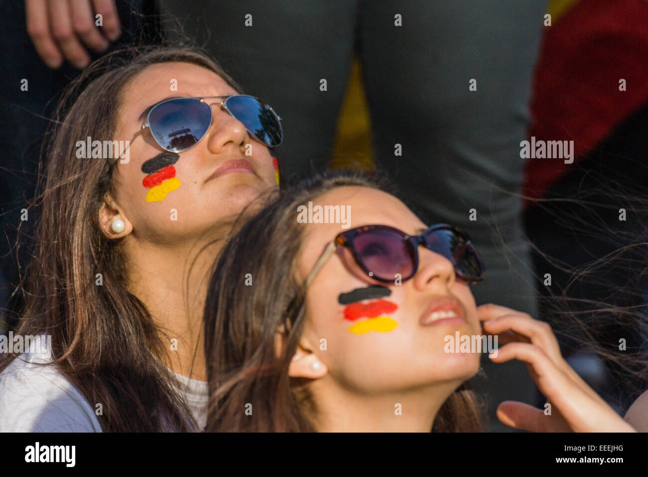 Fans celebrating at Brandenburg Gate the German football team at the ...