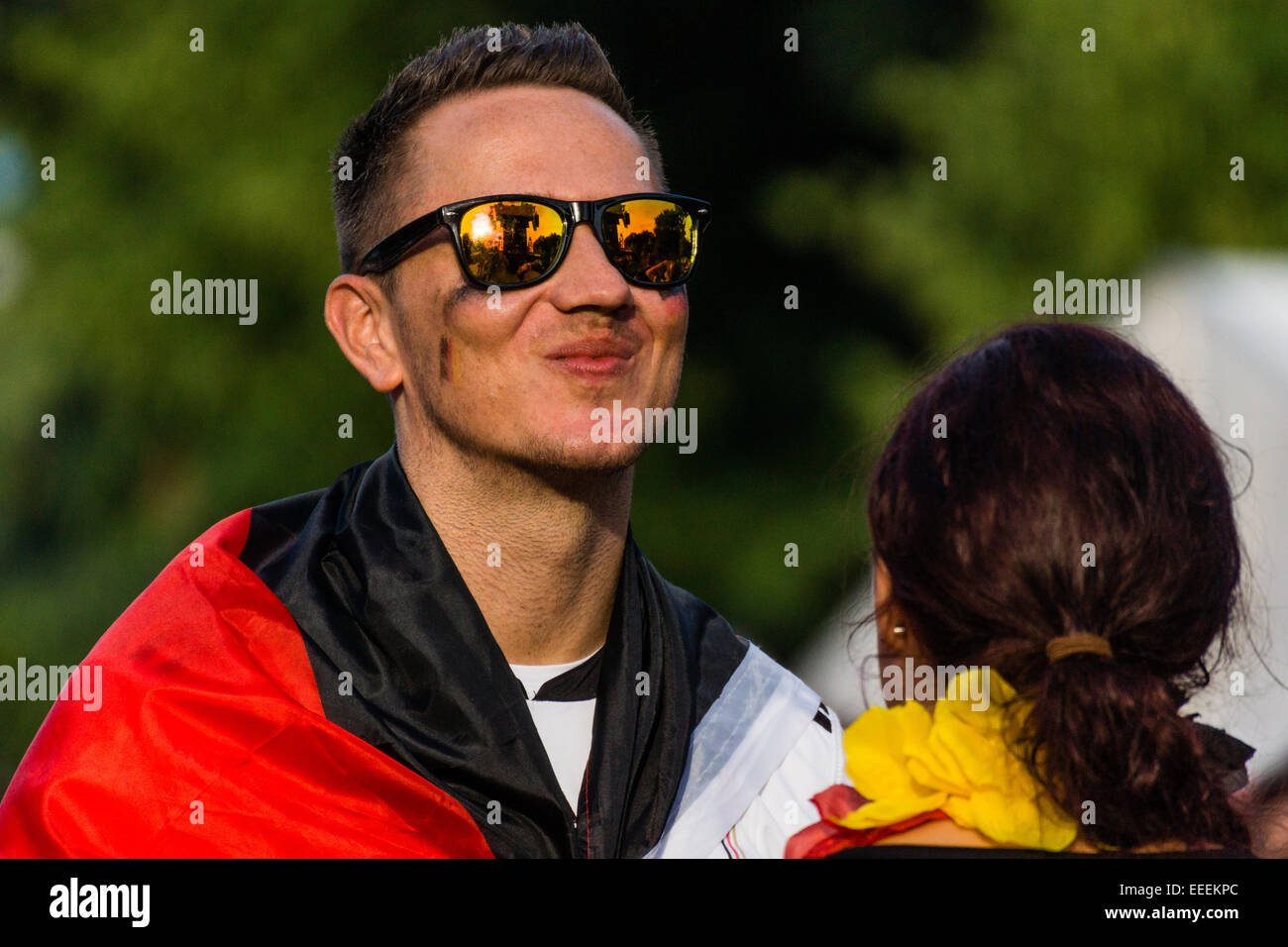 Fans celebrating at Brandenburg Gate the German football team at the ...