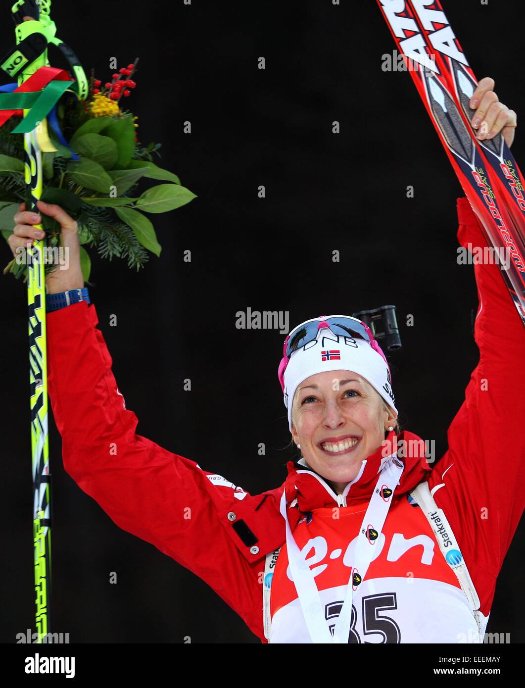 Fanny Welle-Strand Horn of Norway cheers after winning the Biathlon ...