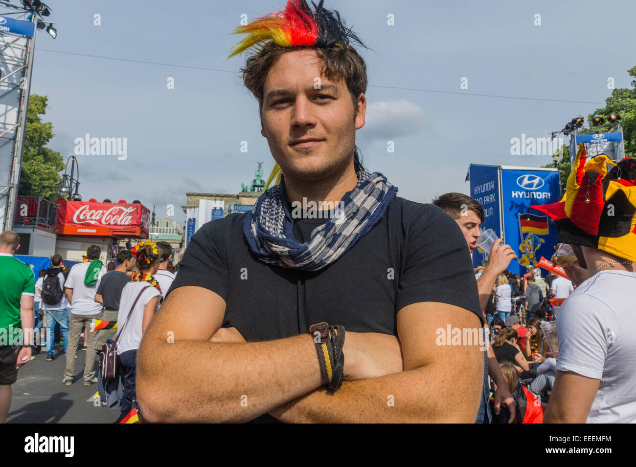 Fans celebrating at Brandenburg Gate the German football team at the ...