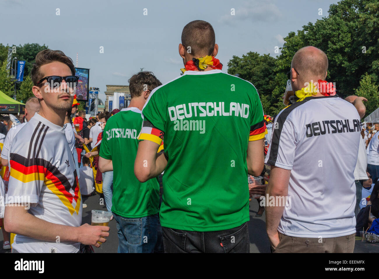 Fans celebrating at Brandenburg Gate the German football team at the ...