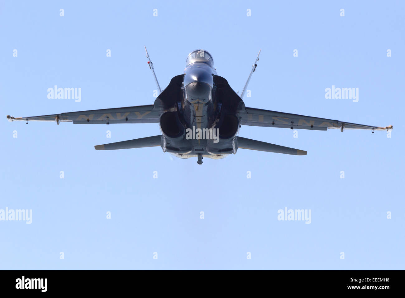 Blue Angels F/A-18 Hornet solo aircraft approaches head on Stock Photo ...