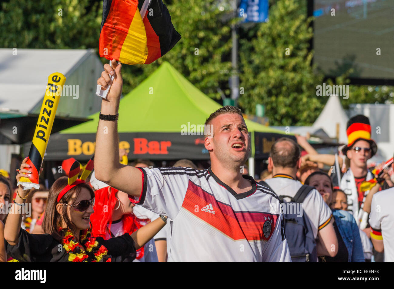 Fans celebrating at Brandenburg Gate the German football team at the ...