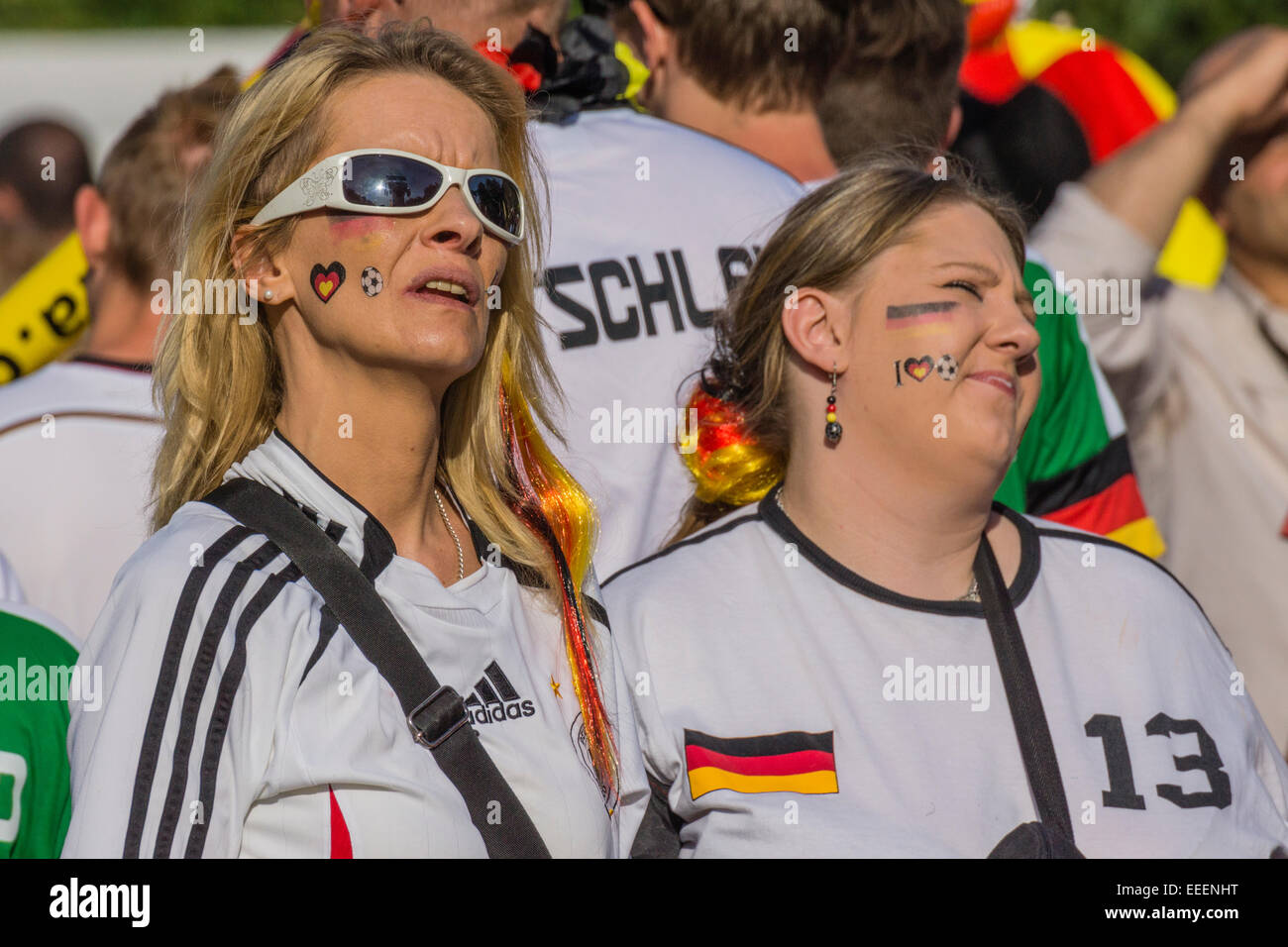 Fans celebrating at Brandenburg Gate the German football team at the ...