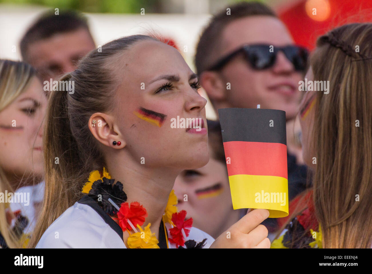 Fans celebrating at Brandenburg Gate the German football team at the ...