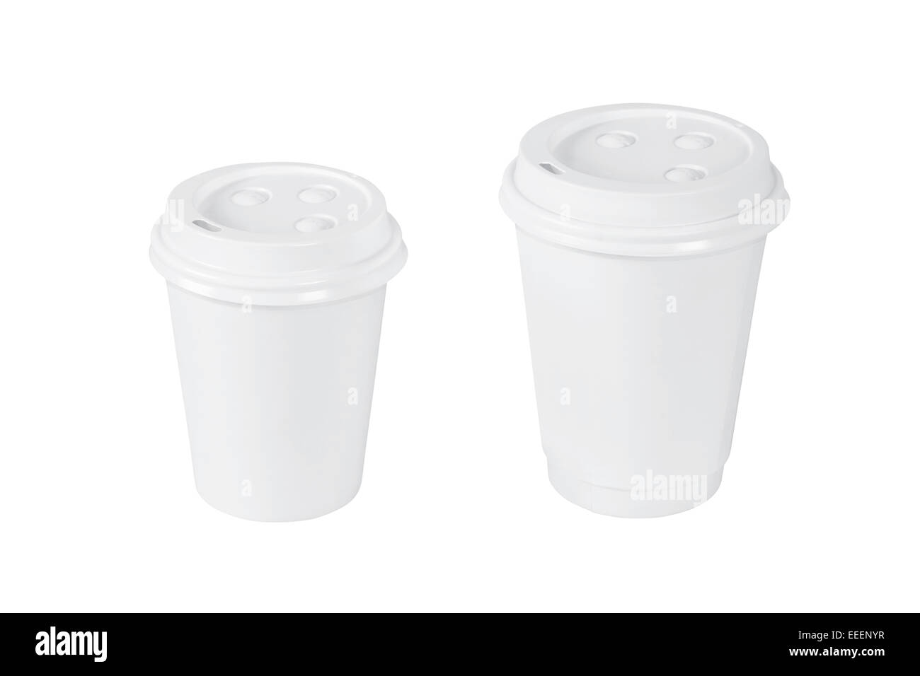 Blank coffee cups isolated on white Stock Photo - Alamy