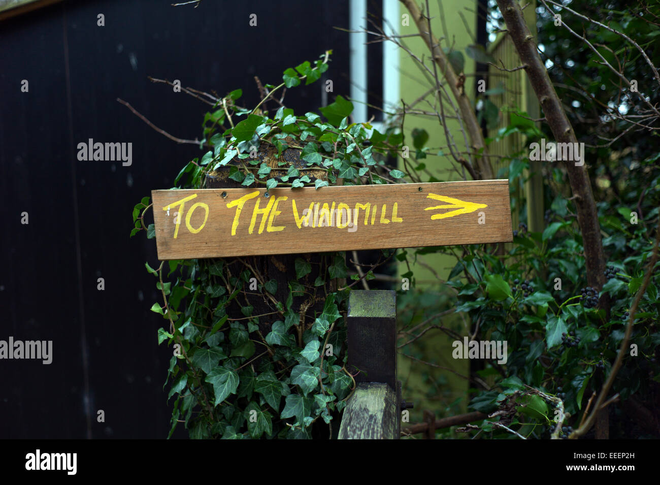 To the Windmill sign, Thaxted Essex England UK. 1-2015 Sign directing ...