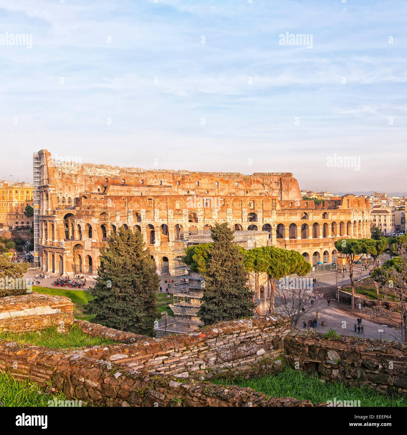 The ancient ruin of the Roman Colosseum amphitheater situated in the ...