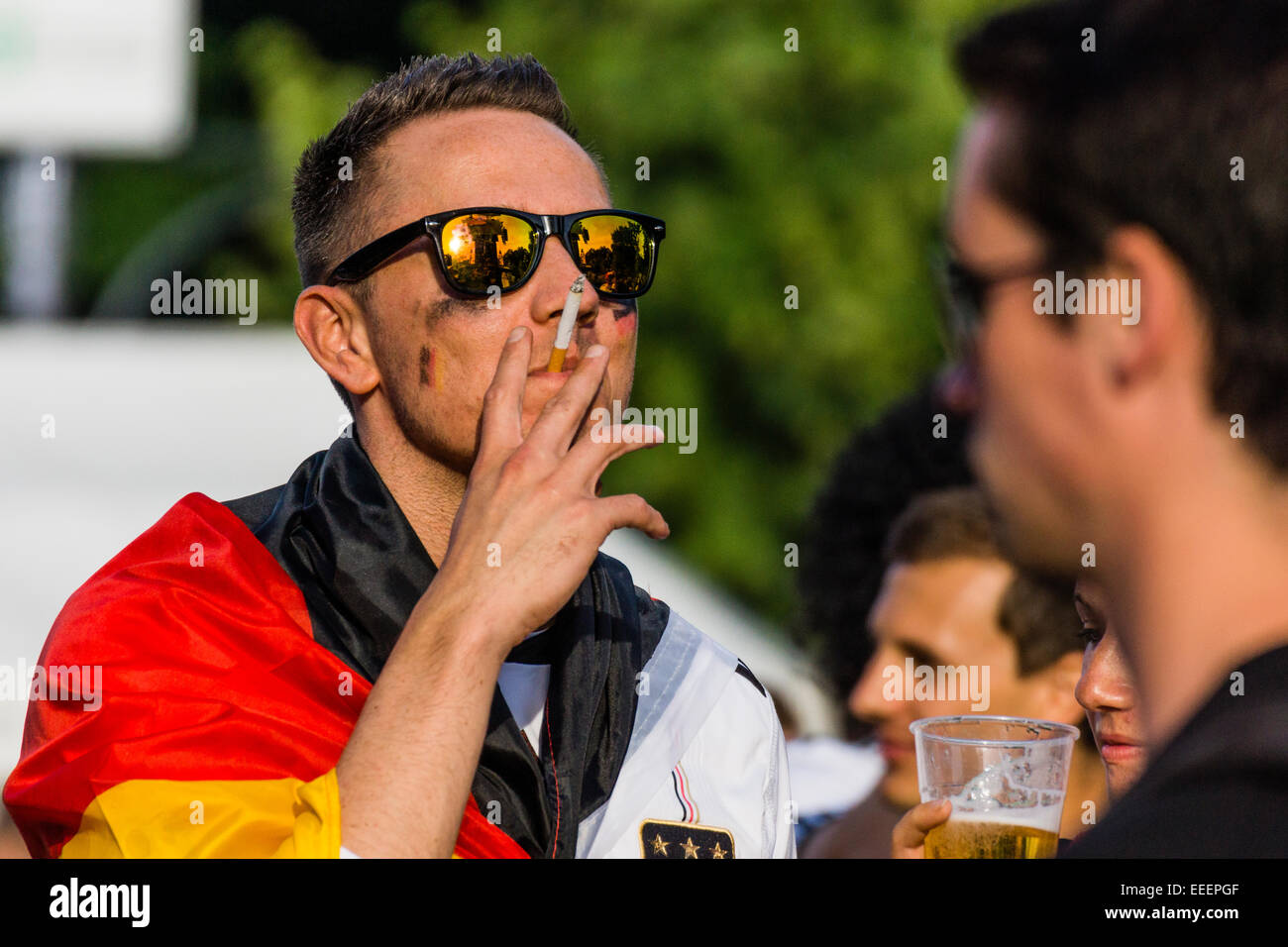 Fans celebrating at Brandenburg Gate the German football team at the ...