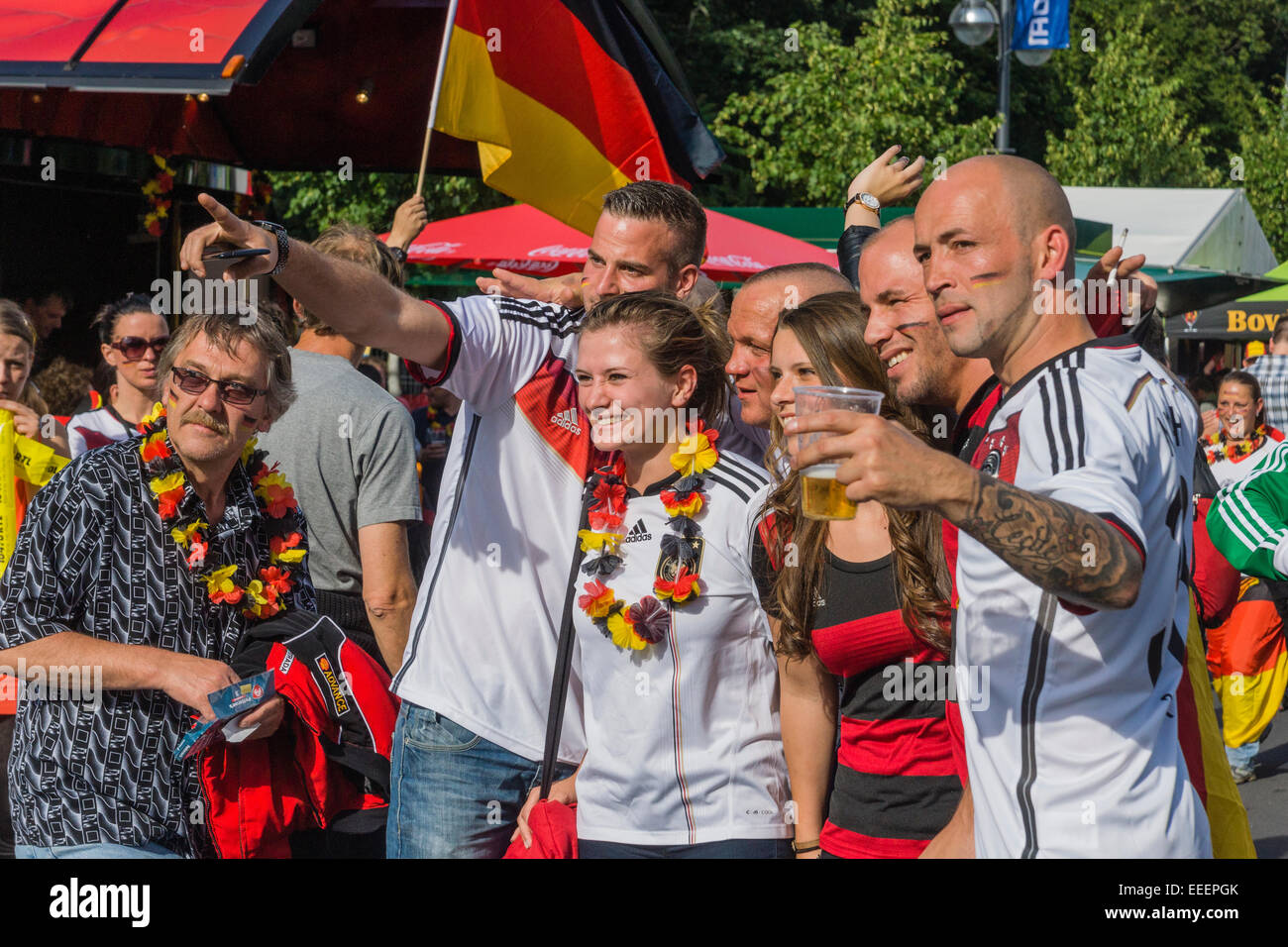 Fans celebrating at Brandenburg Gate the German football team at the ...