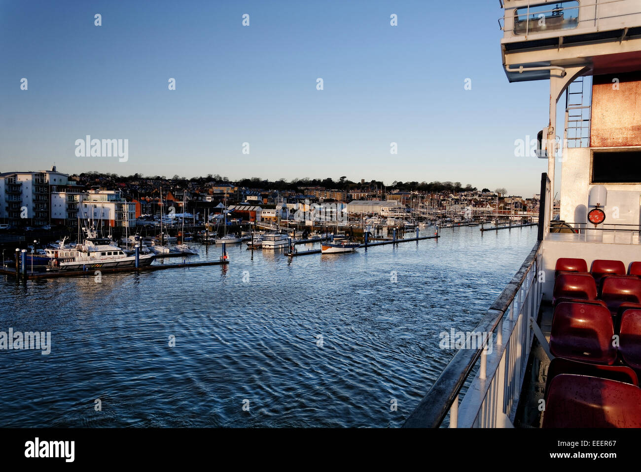 The RedJet passenger ferry terminal seen from the Red Funnel car ferry ...