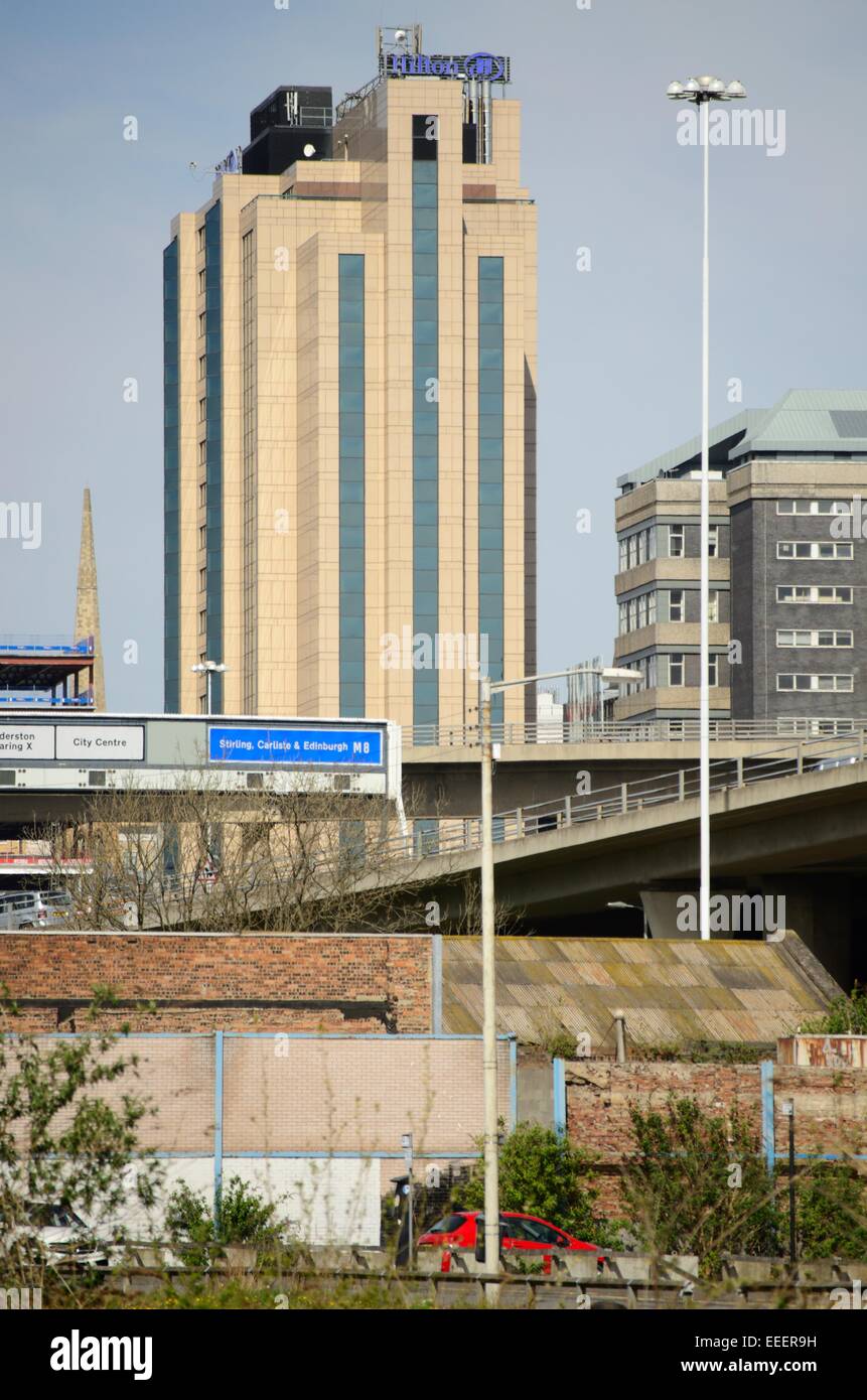 Motorway junction and high rise hotel in Glasgow, Scotland Stock Photo ...