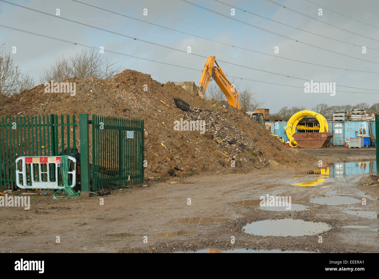 wet muddy Industrial estate landscape in winter Stock Photo - Alamy