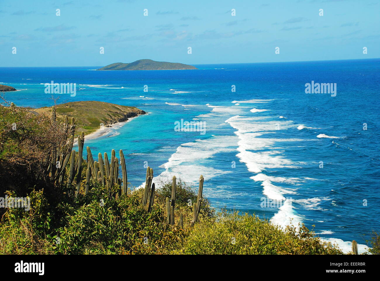 Seascape view from Point Udall with Buck Island on the horizon. St ...