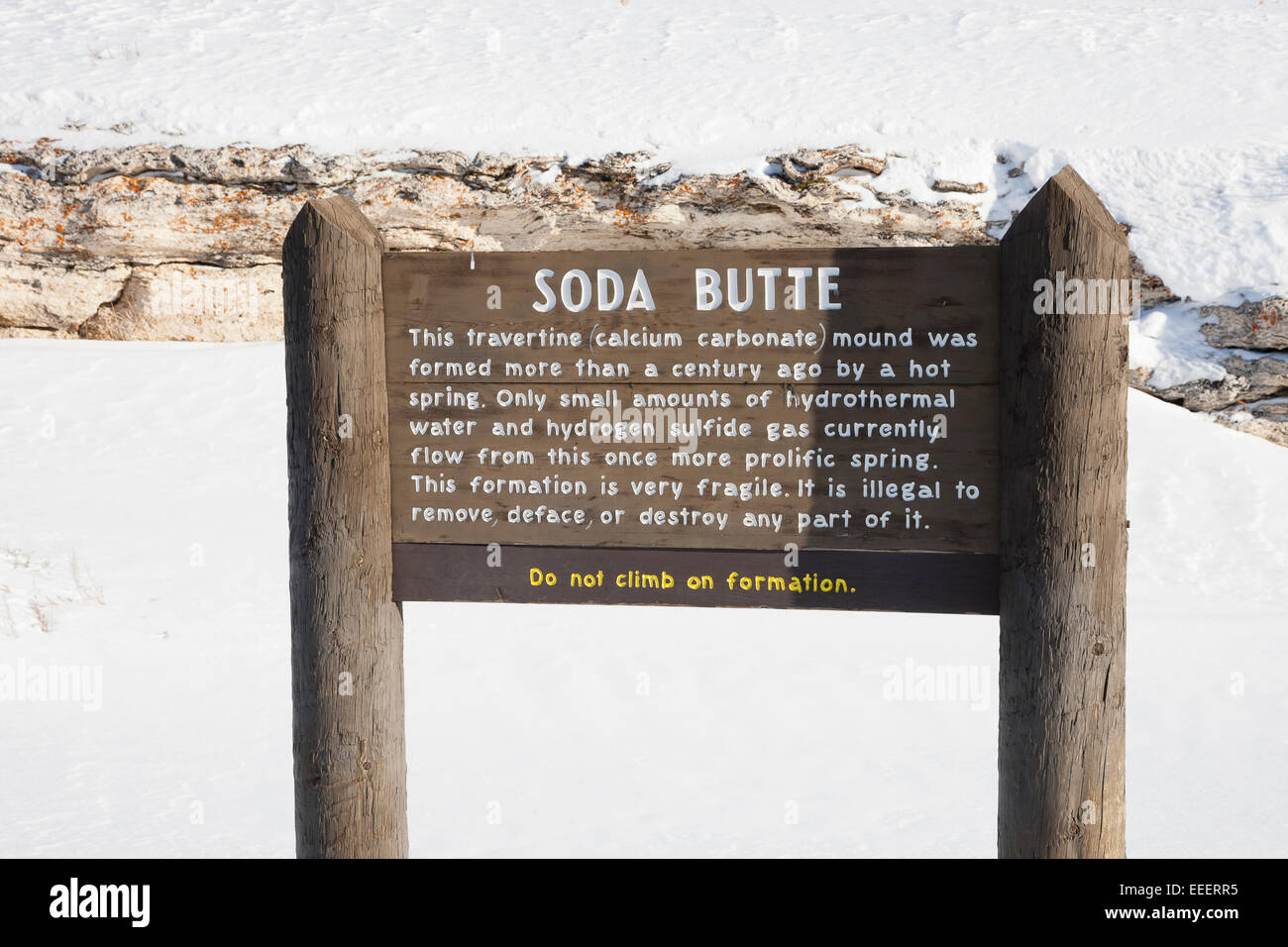 YELLOWSTONE, USA Descriptive sign about Soda Butte Stock Photo - Alamy