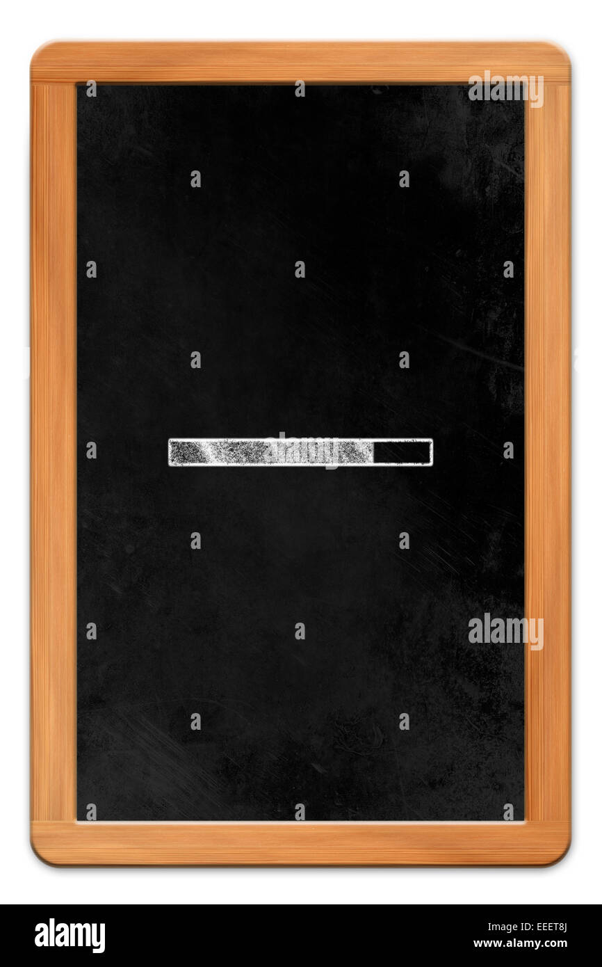 Blackboard with wooden frame and chalk drawn tablet computer loading ...