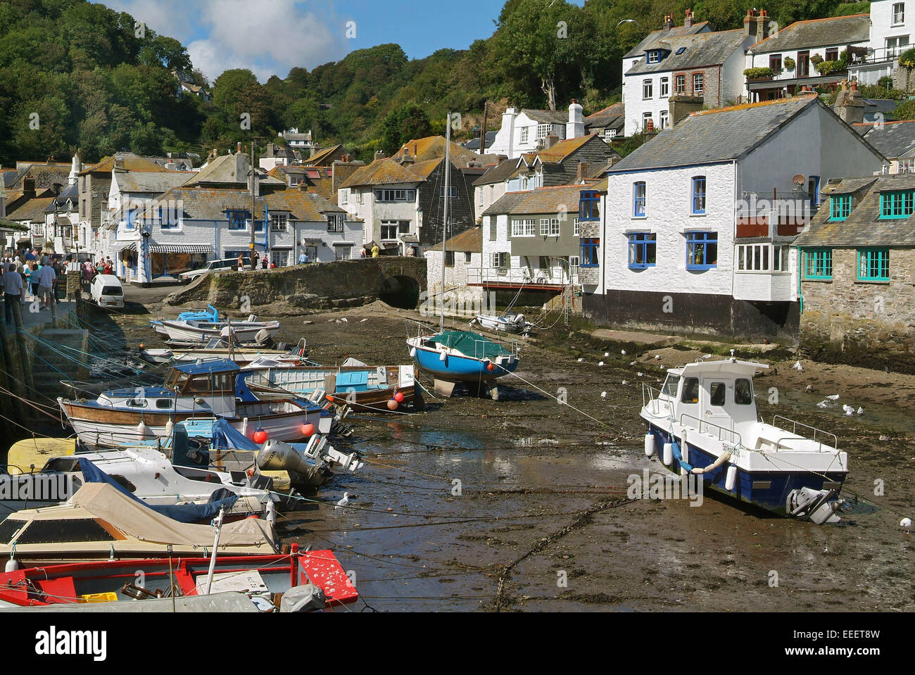 Polperro, Cornwall showing the harbour and the model village Stock ...