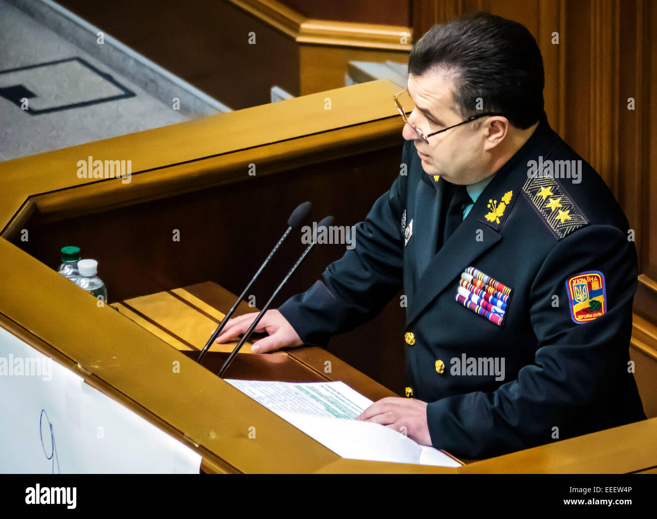 Kiev, Ukraine. 16th Jan, 2015. Minister of Defence of Ukraine Stepan ...