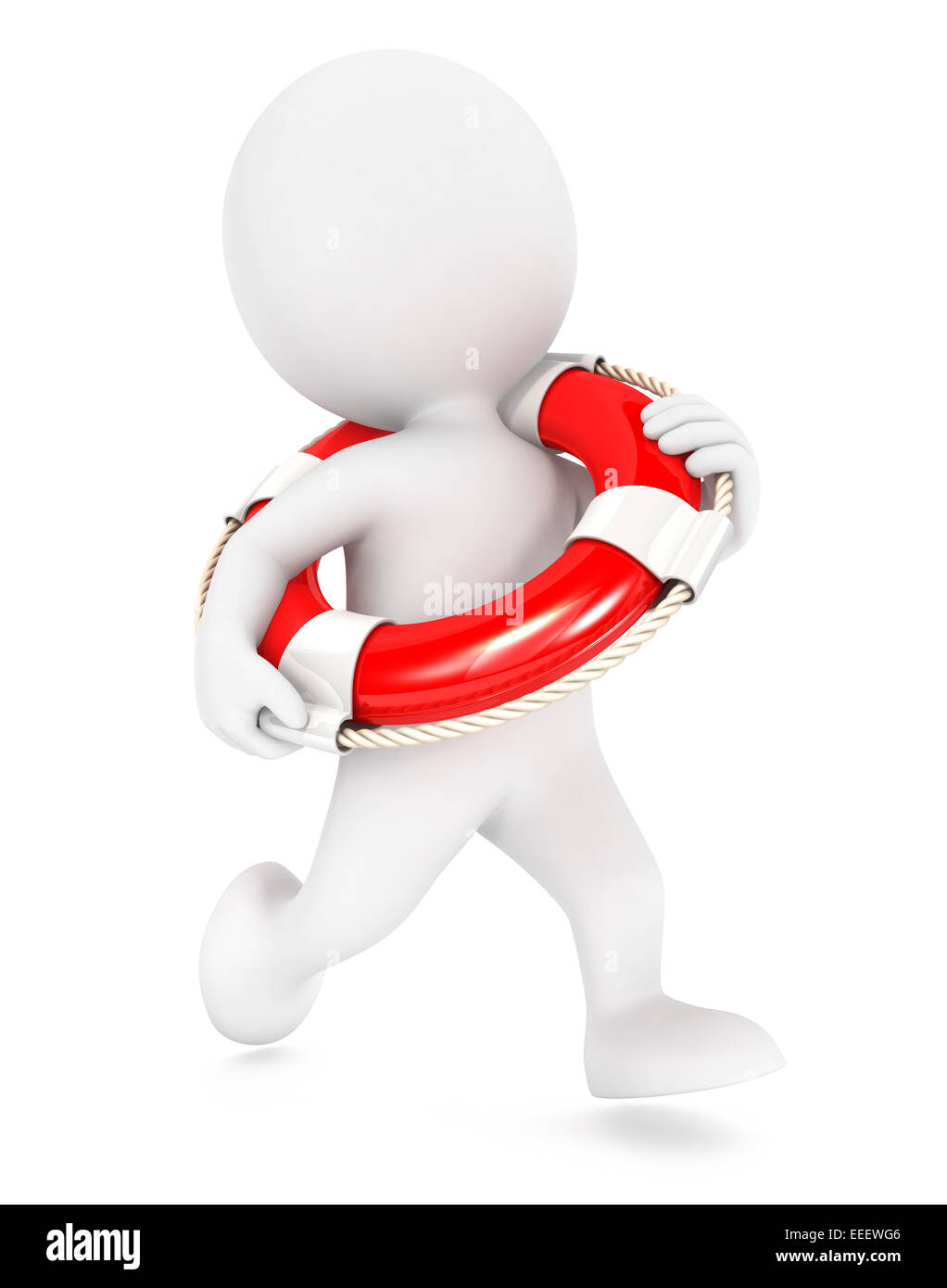 3d white people running lifeguard, isolated white background, 3d image ...