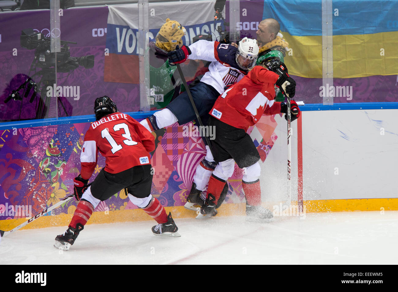 Kacey Bellamy (USA)-22 and Haley Irwin (CAN)-21 during a game at the ...