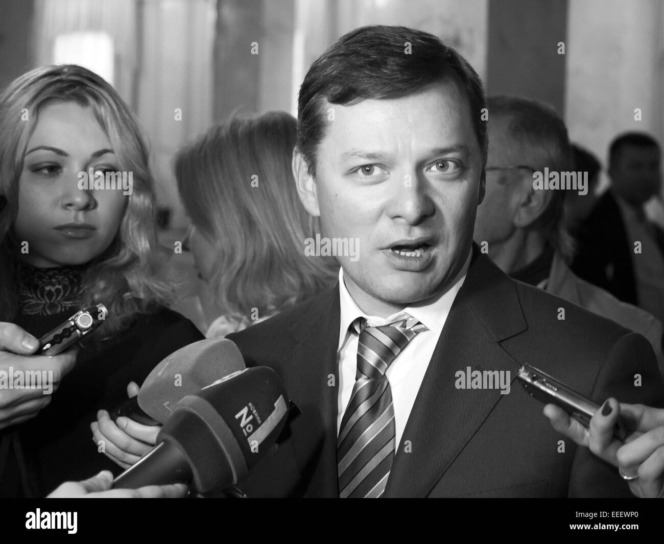 The leader of Radical party Oleg Lyashko gives interview. 16th Jan ...