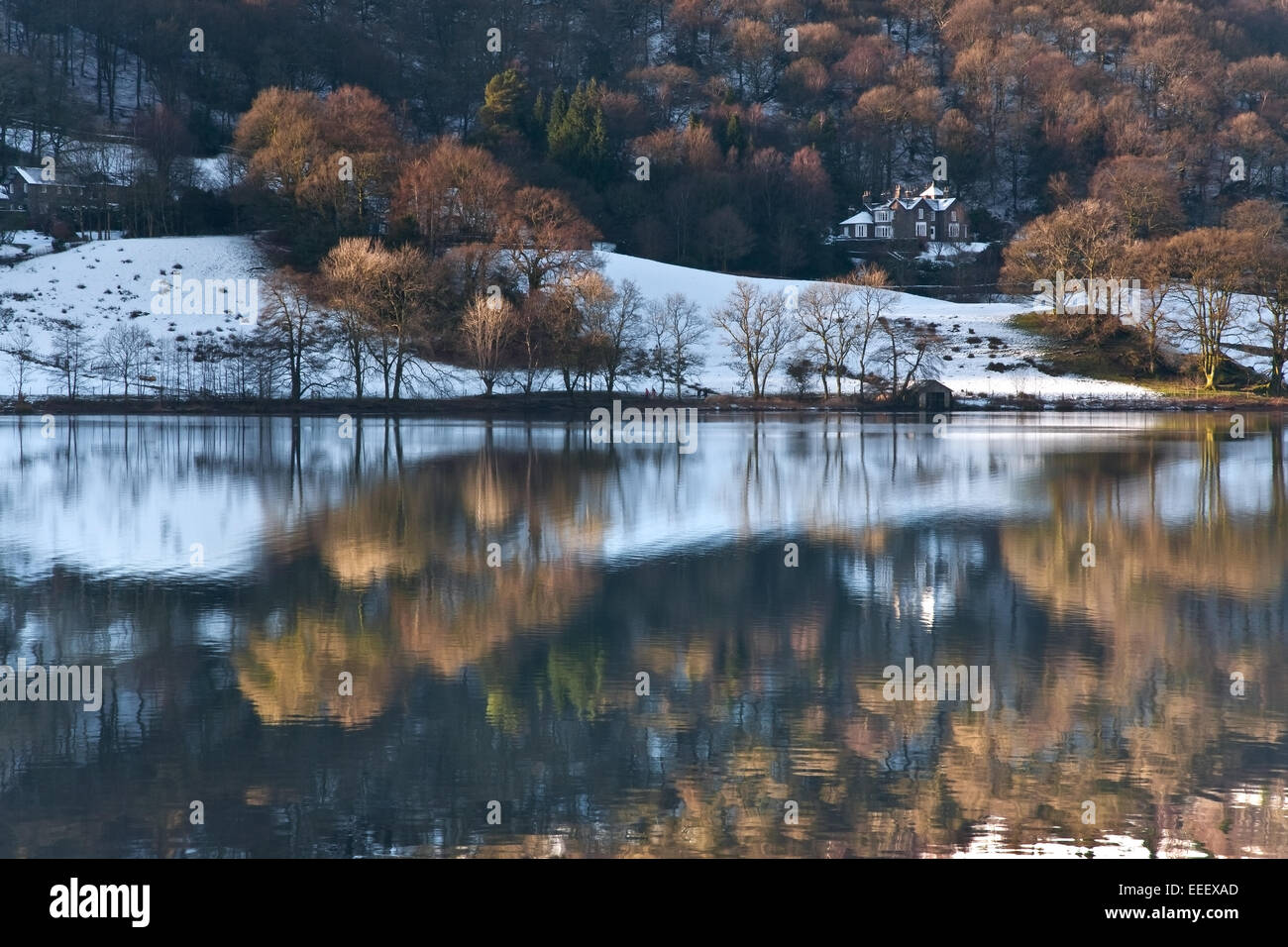Grasmere in the snow, Lake District, Cumbria. England UK Stock Photo ...