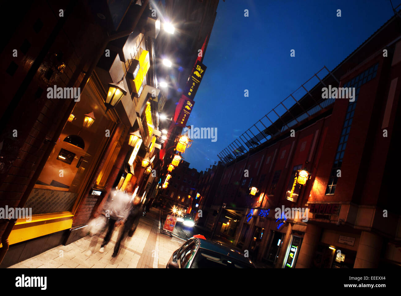 Stowell Street at night, Chinatown, Newcastle upon Tyne Stock Photo - Alamy