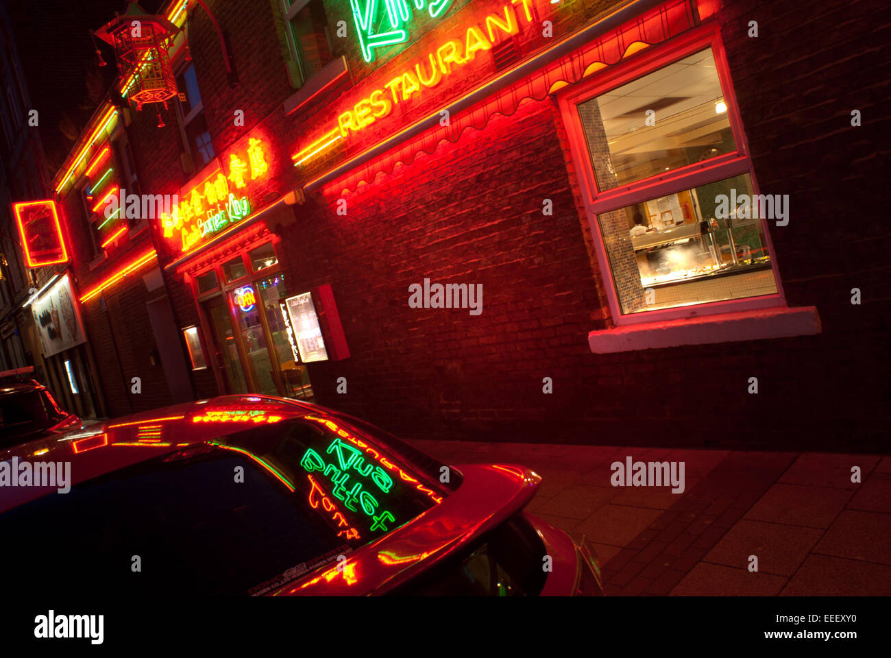 Stowell Street at night, Chinatown, Newcastle upon Tyne Stock Photo - Alamy
