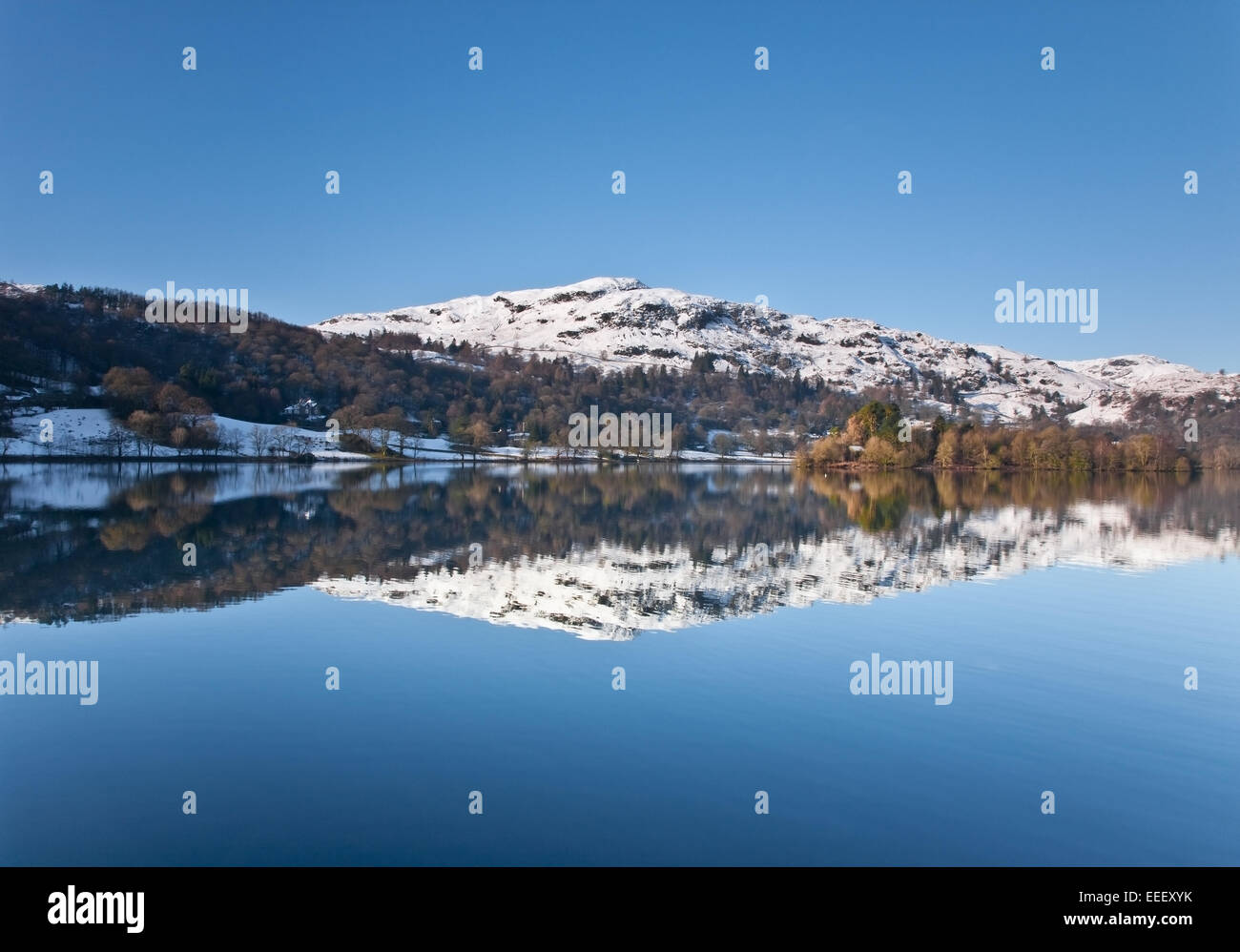 Grasmere in the snow, Lake District, Cumbria. England UK Stock Photo ...