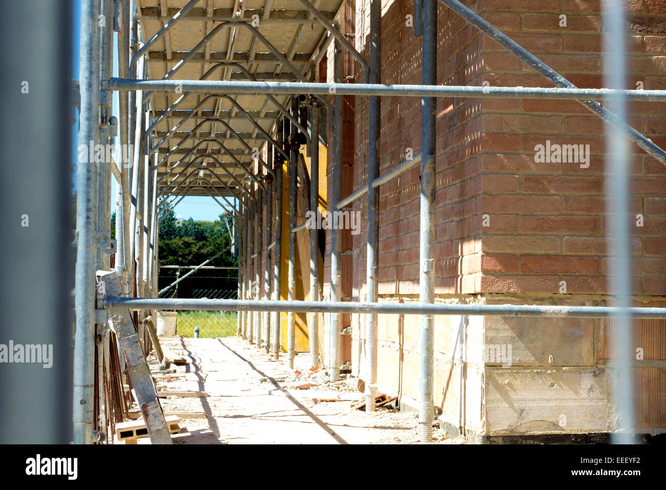detail of a scaffolding for construction secured Stock Photo - Alamy