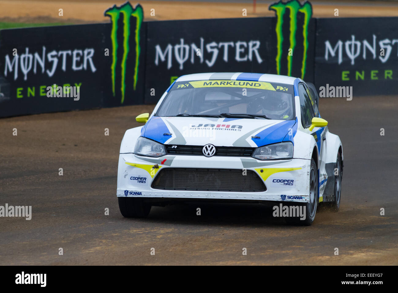 ISTANBUL, TURKEY - OCTOBER 11, 2014: Anton Marklund drives VW Polo of ...